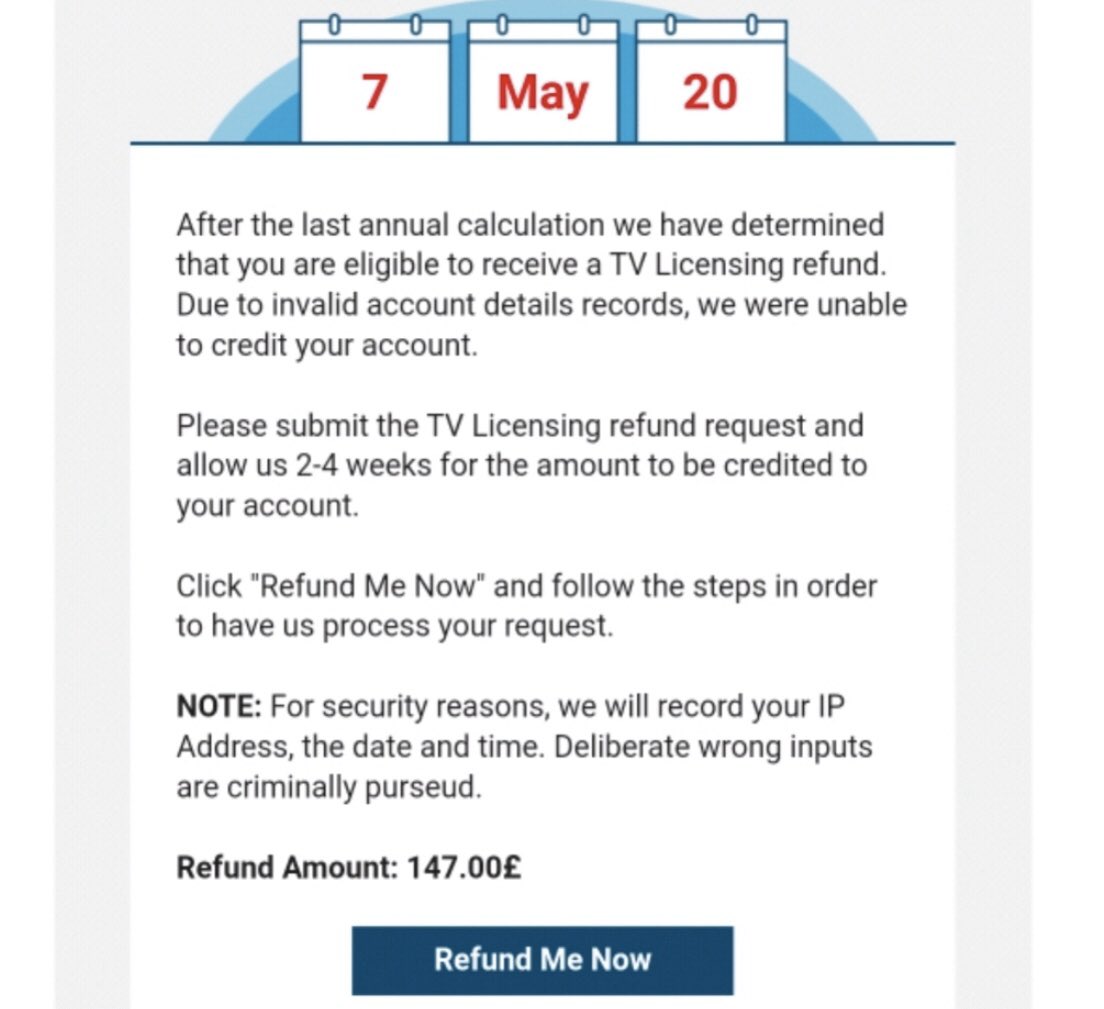 TV Licensing Email - Scam Detector
