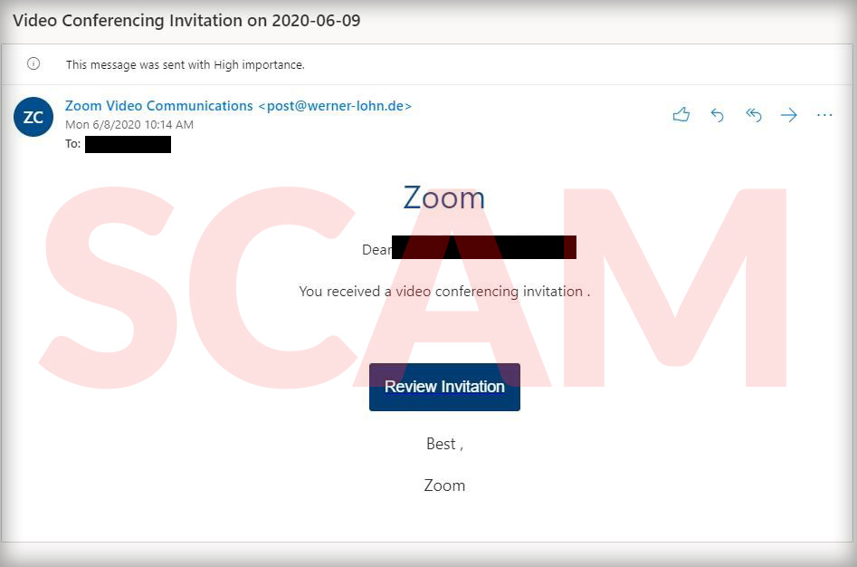 Fake Zoom Meeting Invite - Scam Detector