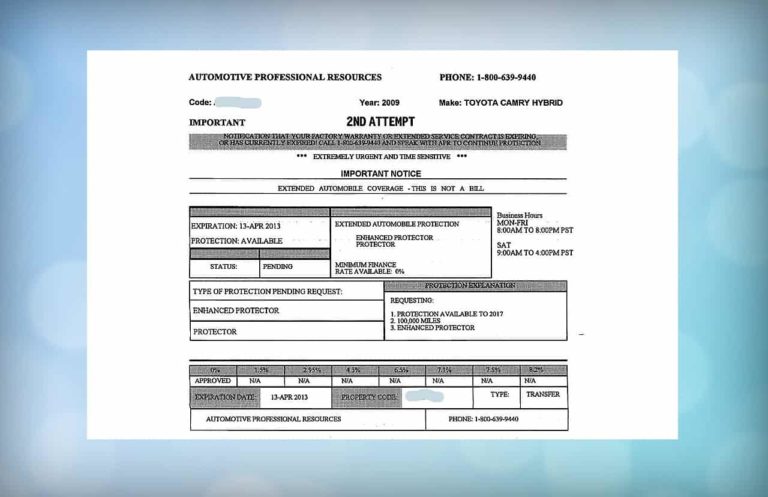 Extended Warranty Letter aka the Motor Vehicle Service Notification (2021)
