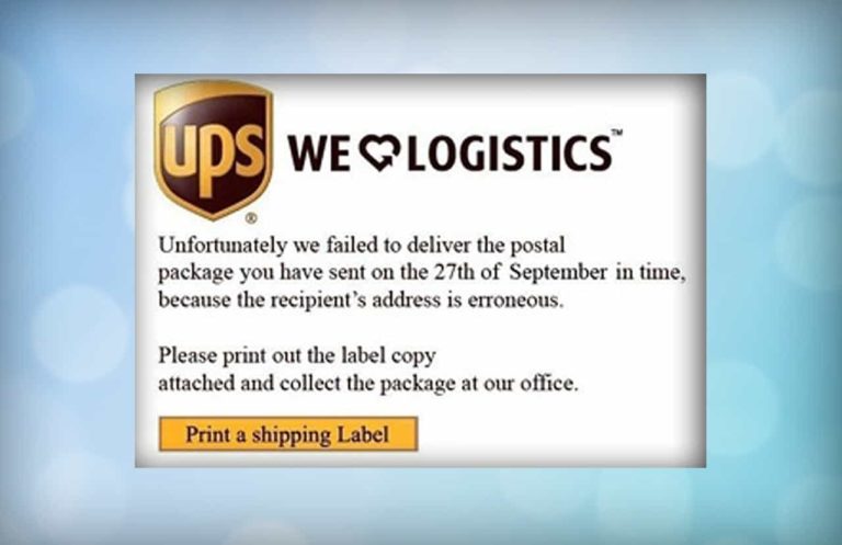UPS Shipping Label Fake - Scam Detector