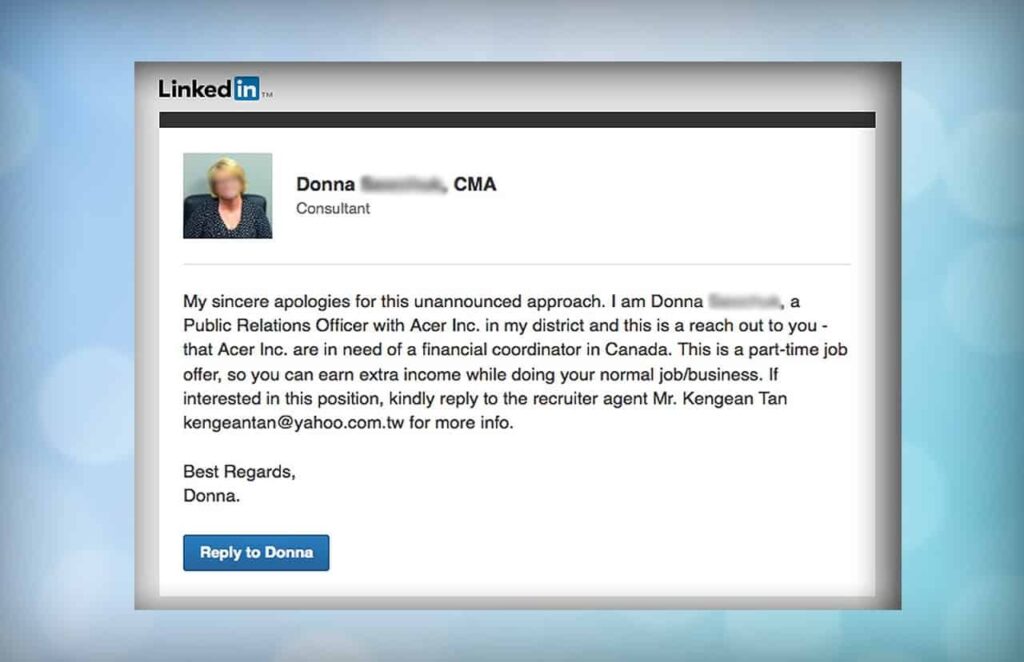 LinkedIn Job Offer Scam - Scam Detector