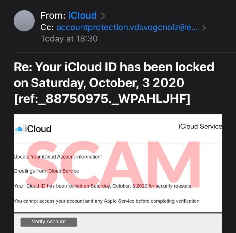 iCloud Locked Email Scam (2021) - Scam Detector