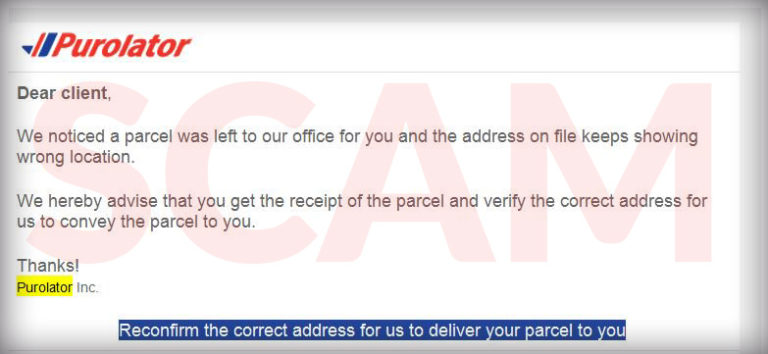 Purolator Tracking Scam (2021) - Scam Detector