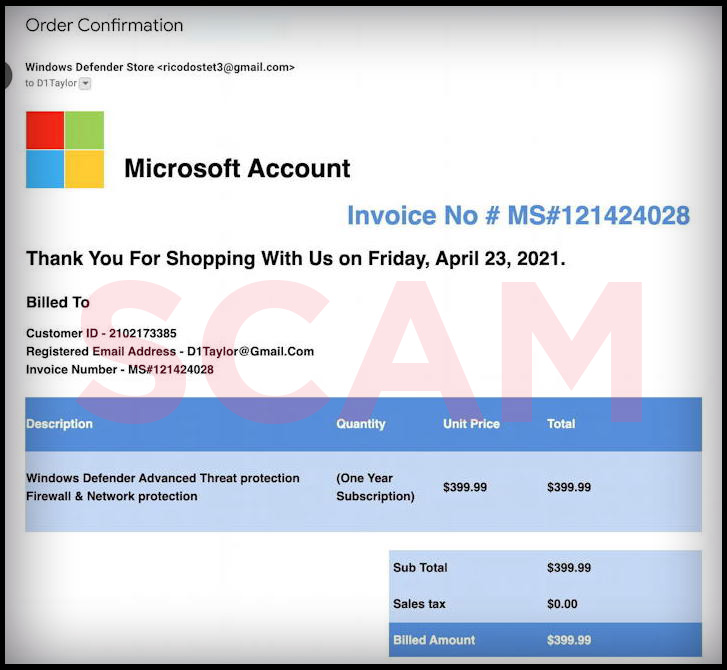 Windows Defender Email Scam (2021) - Scam Detector