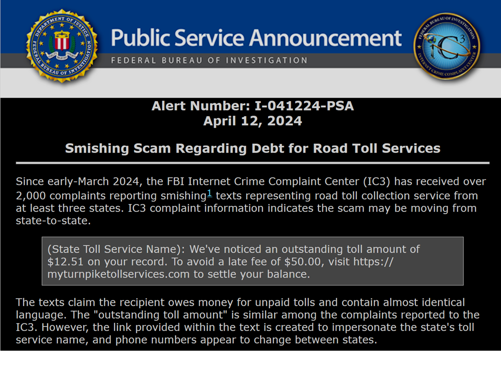Beware of Toll Phishing Scams [E-ZPass, SunPass, NZTA, CTR, 407ETR] - Scam Detector